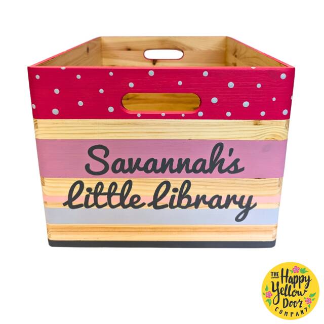 Personalised Wooden Book Box, Spotty Painted Storage Crate by Etsy ...