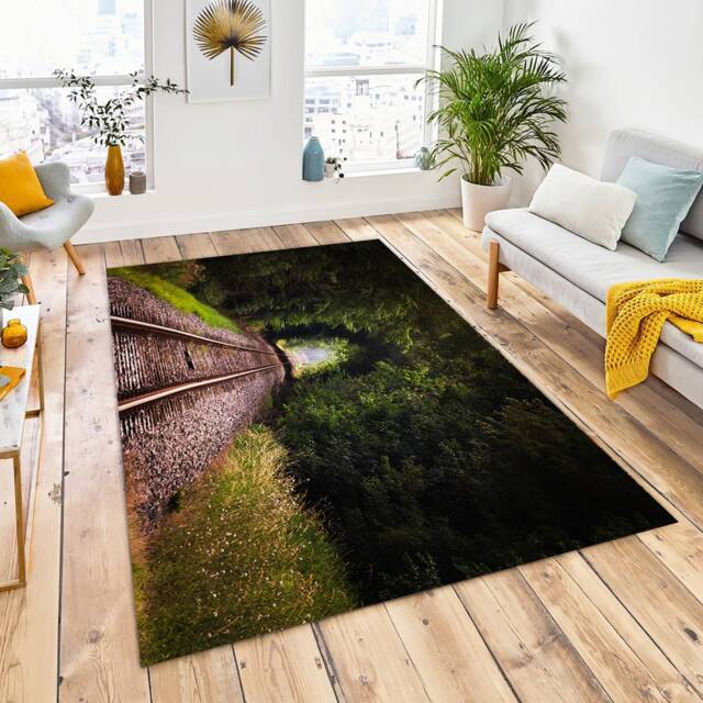 Nostalgic Train Rug, Decor Designer Forest Fantasy Art Modernrug ...