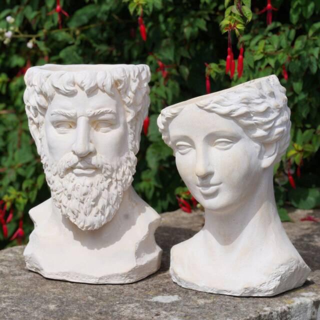 Male Female Planter - Modern Statue Head Bust Sculpture Flower Pot Home ...