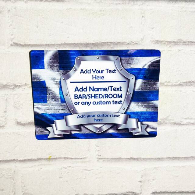 Personalised Bar Sign - Greece Flag Greek Printed Metal Wall Art Add ...