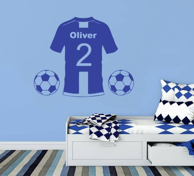Personalised Football Shirt - Vinyl Transfer Wall Sticker Kids Bedroom ...