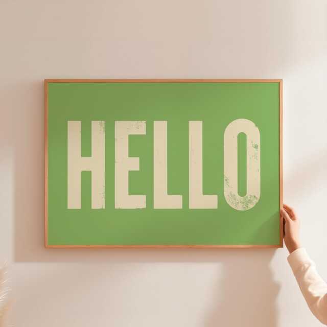 Home Decor Quirky Hello Print, Art Typography Graphic Poster, Landscape ...