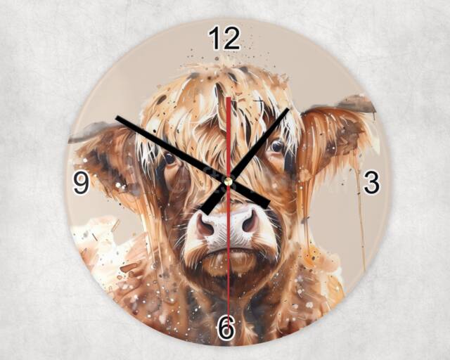 Highland Cow Glass Clock, Wall Gifts, Farmhouse Guesthouse Cottage ...