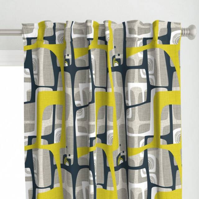Mid Century Modern Curtain Panel - Retro Radio Geometric Vintage ...