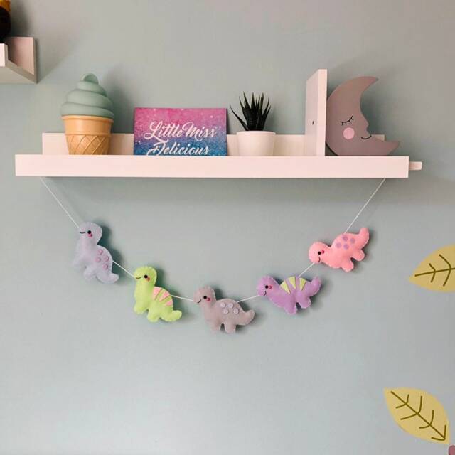 Pastel Dinosaur Garland, Felt Dino Bunting, Cute Wall Hanging, Dinosaur ...