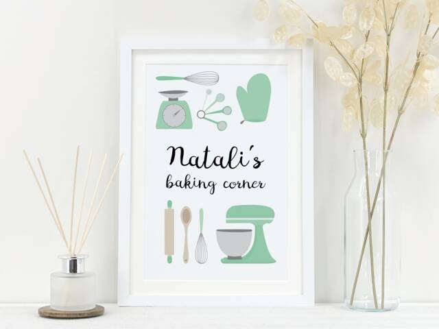 Personalised Baking Print - Kitchen Wall Art For Bakers Gifts Gbbo Fans ...