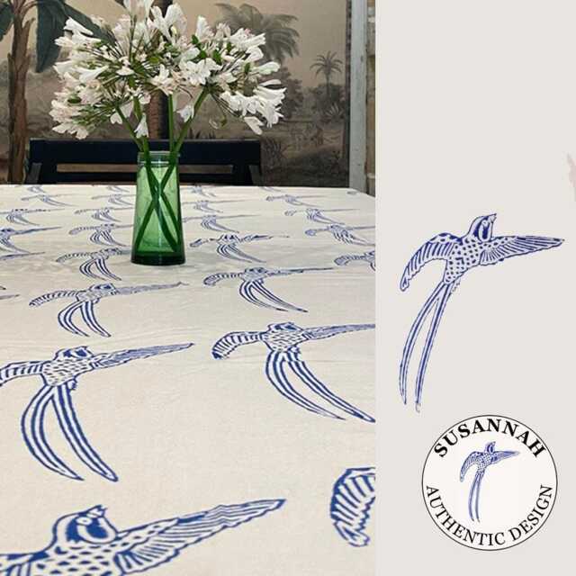 Hand Block Print Cotton Throw Blanket Long-Tailed Bird Design by Etsy ...