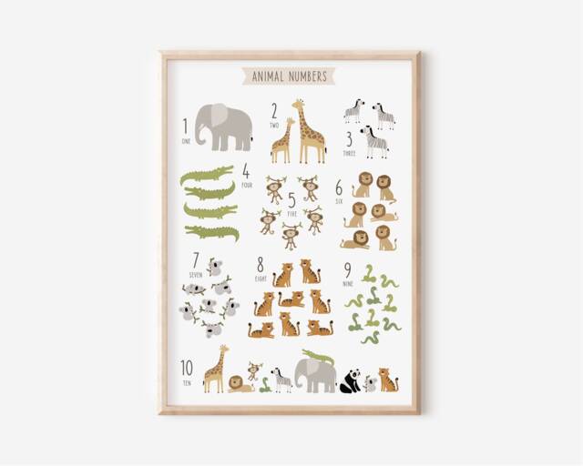 Animal Numbers Print - Safari Nursery Decor Jungle Posters Prints Kids ...