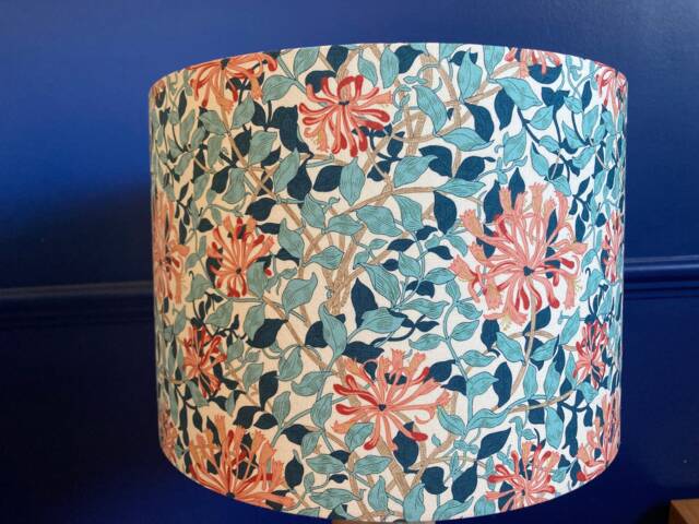 William Morris Honeysuckle Lampshade, Floral Teal & Coral Decor, Home ...