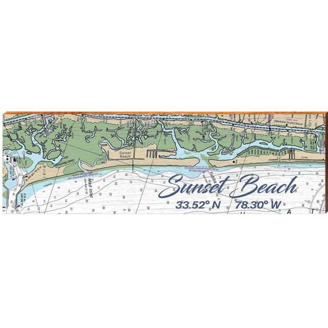 Sunset Beach Noaa Chart Map - Wall Art Print On Real Wood by Etsy ...