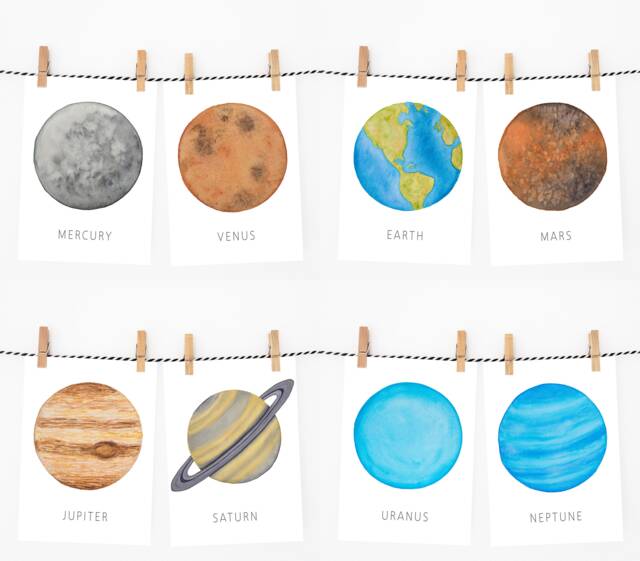 Set Of 8 A6 Planet Postcard Prints, Space Solar System, Theme, Mercury ...