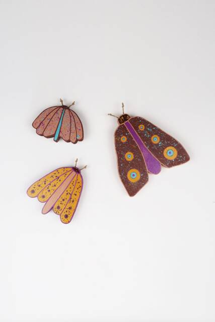 Wooden Moth Wall Decor Hand-Painted Boho Insect Art, Set Of 3 by Etsy ...