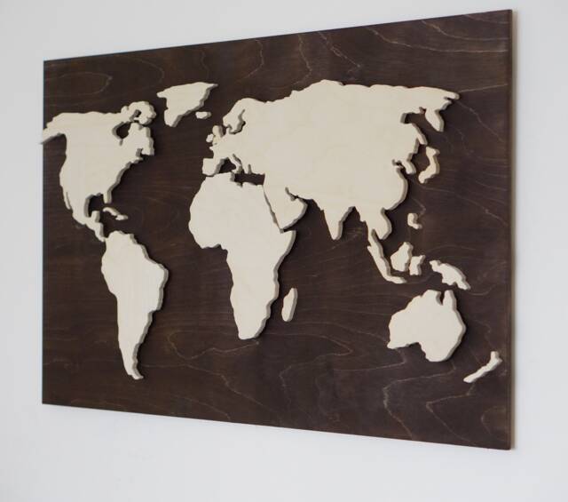 Led Wooden World Map Black Base, Light Wood Wall Art by Etsy | ufurnish.com