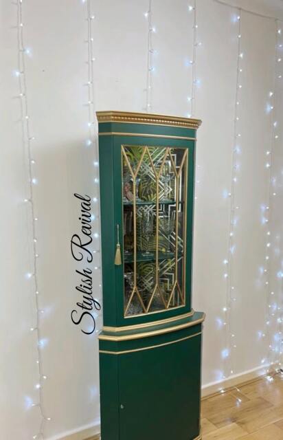 Green Drinks Corner Cocktail Display Cabinet Spray Painted by Etsy ...