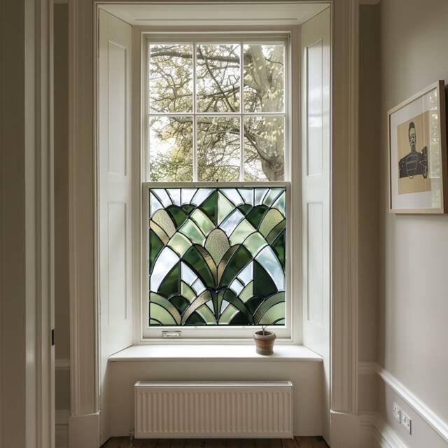 Art Deco Window Film, Privacy Decorative Patterned Coloured Stained ...