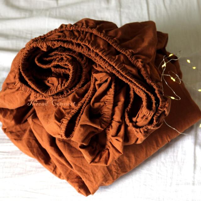 Cinnamon Brown Soft Cotton Fitted Sheet, Mocha Mousse Pure Sheet by ...