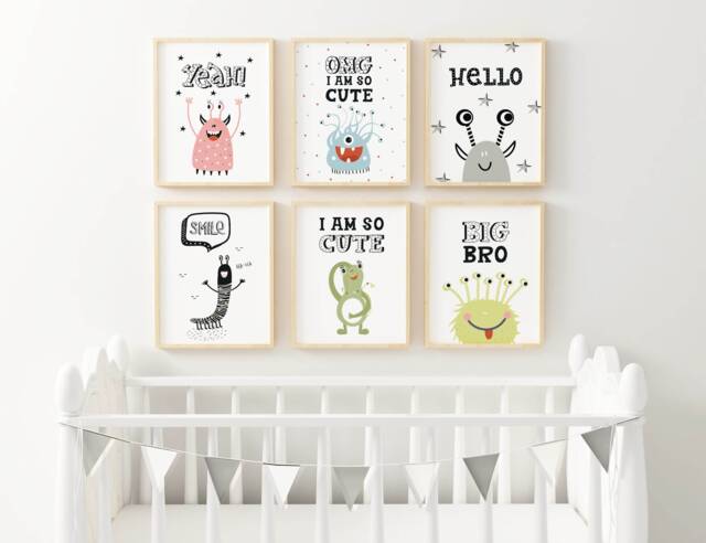 Monster Nursery Prints, Wall Childrens Art, Cute Alien Art Np#62 by ...