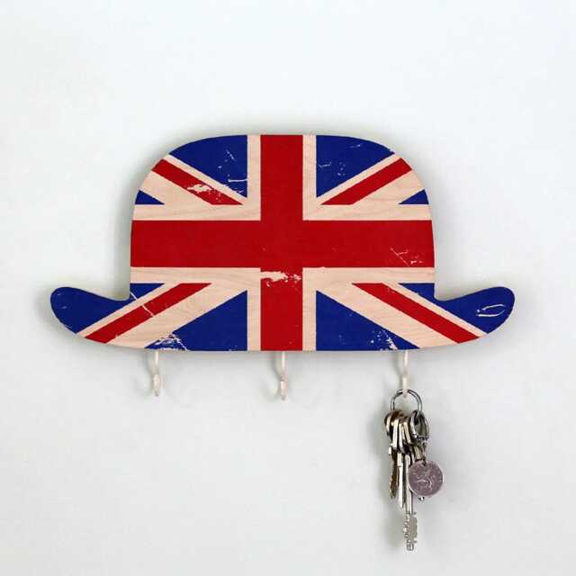 Bowler Hat Key Rack Union Jack Wooden Wall Organizer by Etsy | ufurnish.com