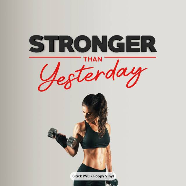 stronger Than Yesterday 3D Gym Decor, Large Fitness Sign, Wall Art ...