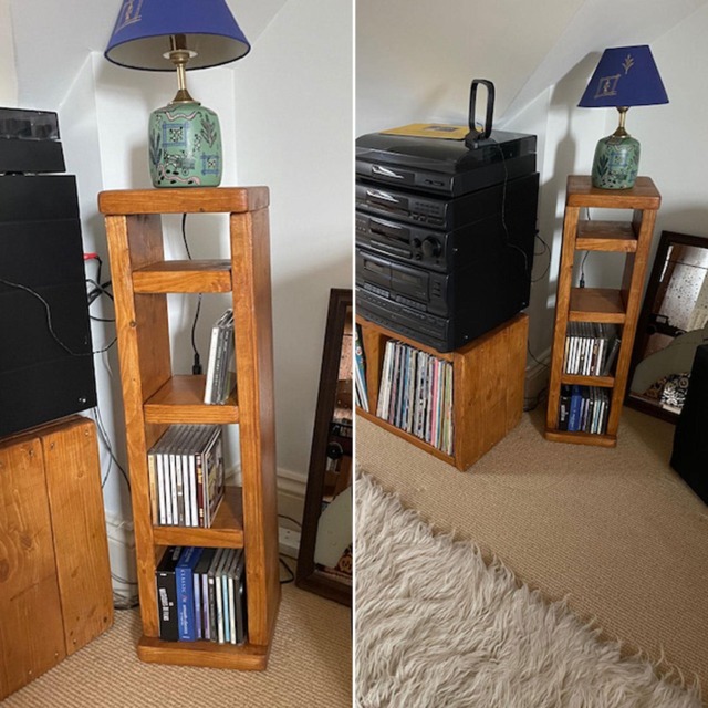 Cd Rack - Rustic Pinewood Music Compact Disc Stand Free Standing 4 Tier ...