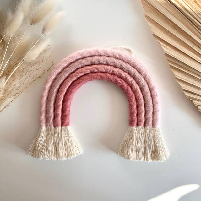 Blush & Rose Pink Fibre Rainbow - Macrame Nursery Decor Girls Boho Room ...