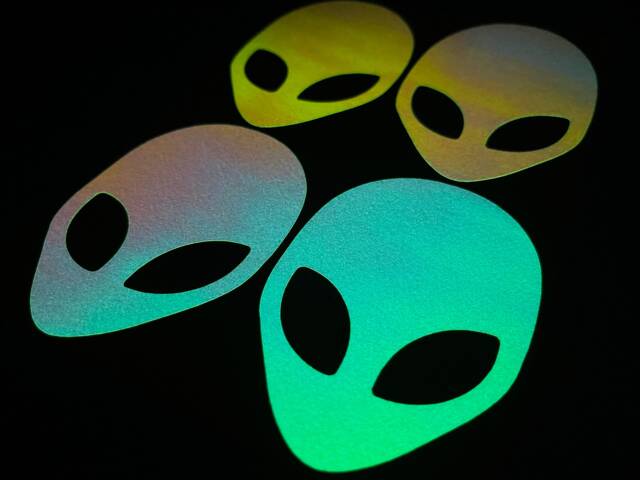 Opal Glow in The Dark Alien Head Stickers Medium - Peel & Stick Decal ...