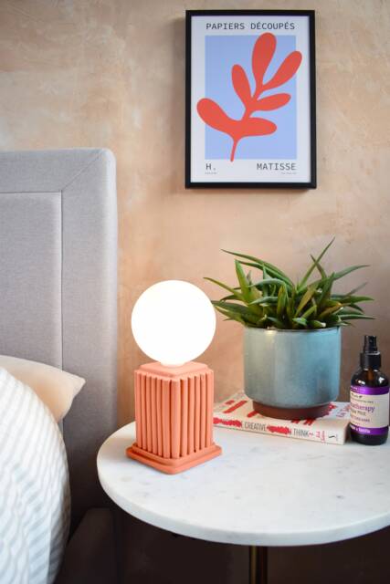 Orange Heera - Dimmable Orange Table Lamp With A Square Base & Glass ...