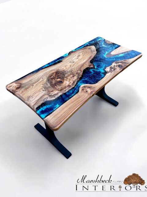 River Desk in Elm & Ocean Art Resin by Etsy | ufurnish.com