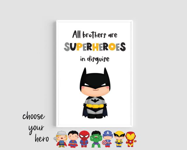 All Brothers Are Superheroes Print, Superhero Wall Art, Brother Prints ...