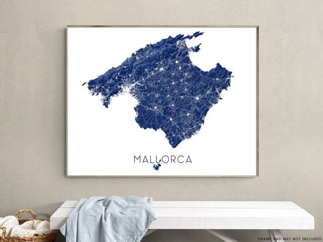 Mallorca Map Of Print, Karte Poster, Majorca Prints For Wall Decor ...