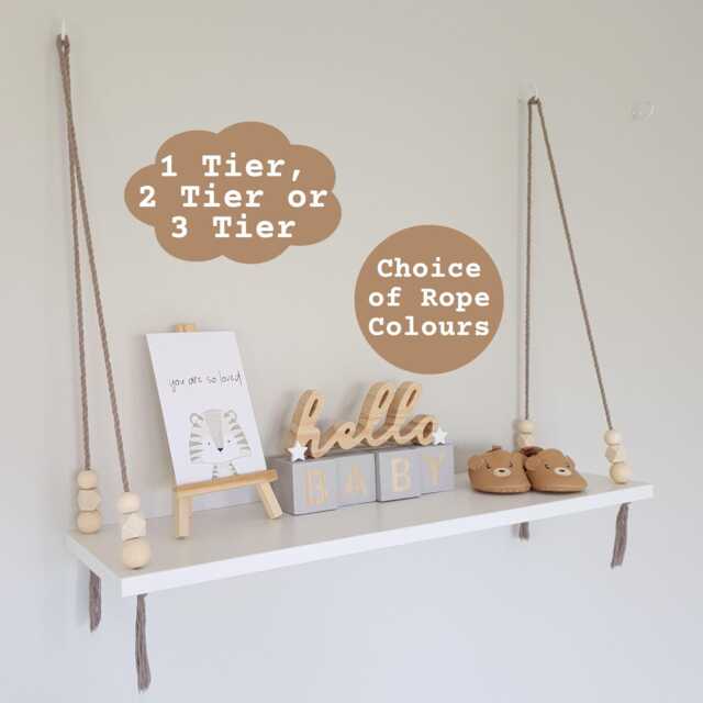 Nursery Shelf With Rail, Baby Shower Gift, 2 Tier Shelf, Decor, Shelves ...