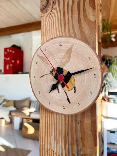 Wall Clock Bumblebee On Birch Branch Disc by Etsy | ufurnish.com