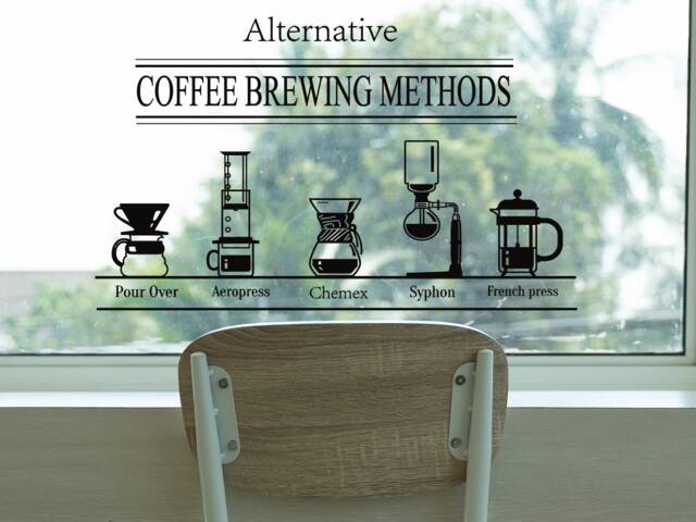 Coffee Brewing Methods Sticker , Shop Decor, Dining Room Wall Sticker ...