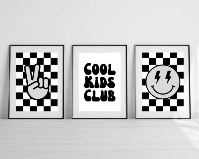 Set Of 3 Cool Kids Club Prints. Boys Bedroom Wall Art. Nursery Pictures ...