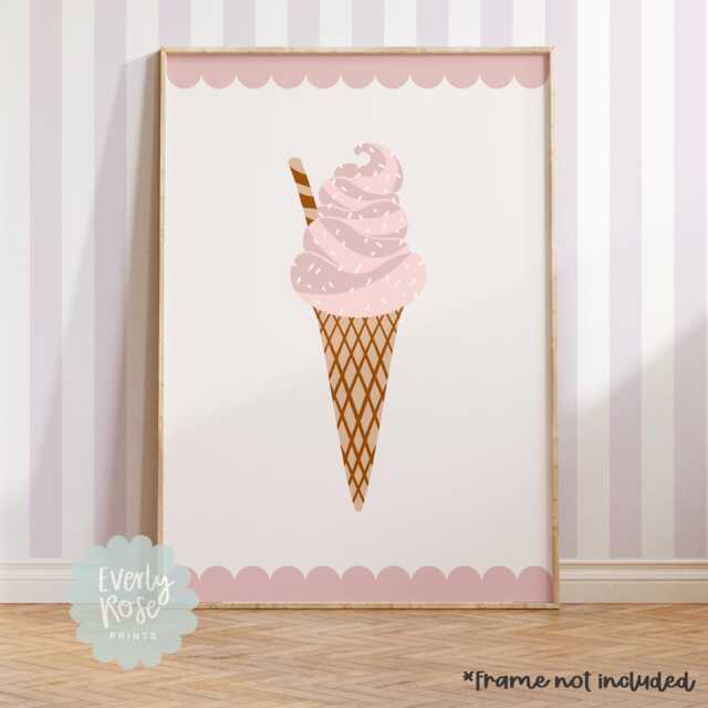 Boho Ice Cream Print, Kids Room, Prints, Fun Colourful Rainbow Poster ...