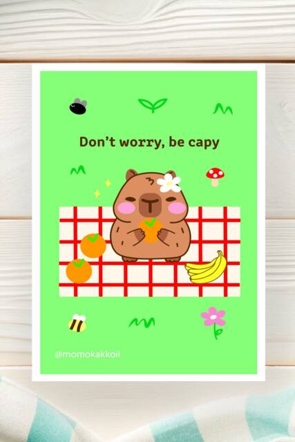 "Don't Worry Be Capy Art Print 4""x6" by Etsy | ufurnish.com