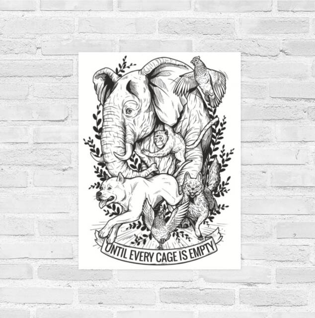 Until Every Cage Is Empty Poster - Vegan Poster, Animal Rights ...