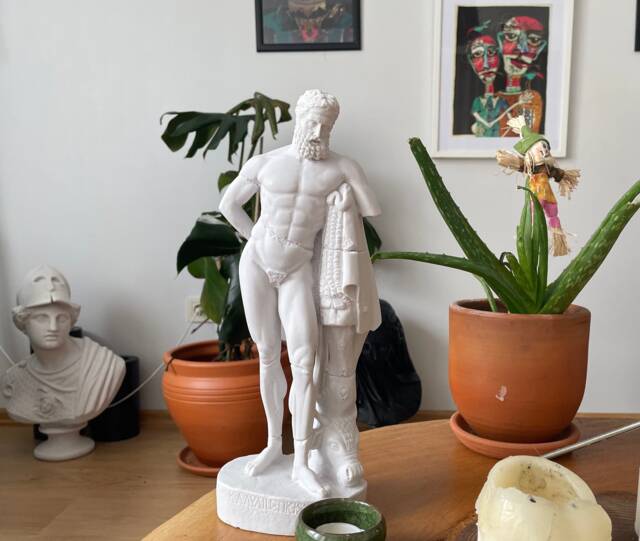 Handmade Hercules Bust Statue 14-Inch Acrylic Painted Sculpture by Etsy ...