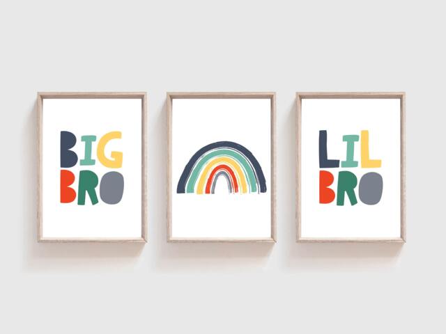 Set Of 3 Boys Bedroom Prints, Decor, Brother Playroom Brothers Big Bro ...