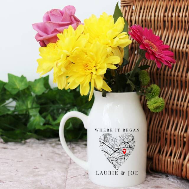 Personalised Vase, Gift For Her, Wedding Gift, Custom Map, Bride ...