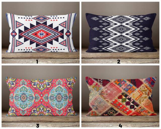 Kilim Pillow Cover/Rug Design Cushion Cover/Aztec Rug Case/Rectangle ...