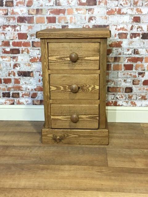 Solid Wood 3 Draw Bedside Cabinet Made From Sustainably Sourced Timber ...