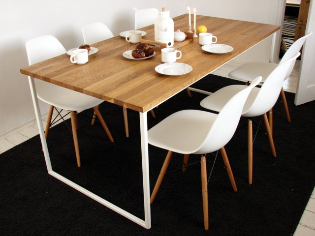 Modern Solid Oak Kitchen Table Basic Tre 160x80. Minimalist Design Eco ...