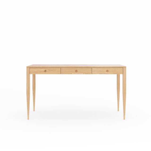 Oak Office Desk With Three Solid Oak Drawers, Study Desk, Mid Century ...