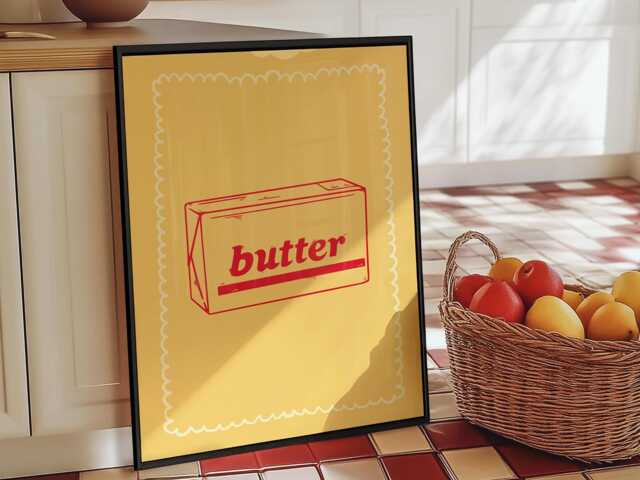Butter - Butter Art Print, Food Illustration Trending Decor, Abstract ...
