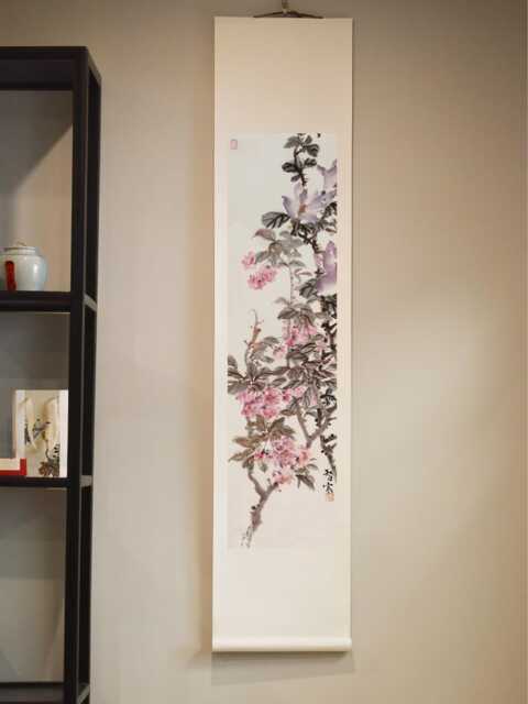 Original Cherry Blossom Magnolia Scroll Chinese Watercolor Asian Wall ...