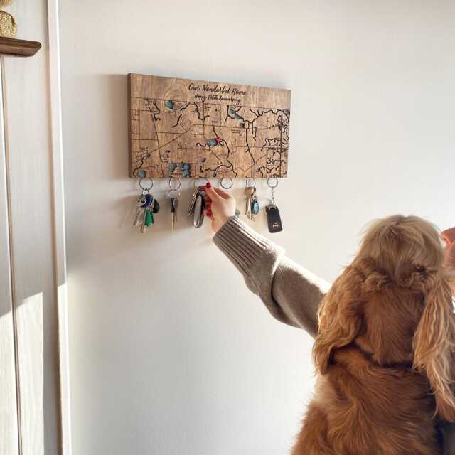 Personalized Map Wall Art, Custom Magnetic Key Rack, City Holder, 5Th Anniversary Gift ...