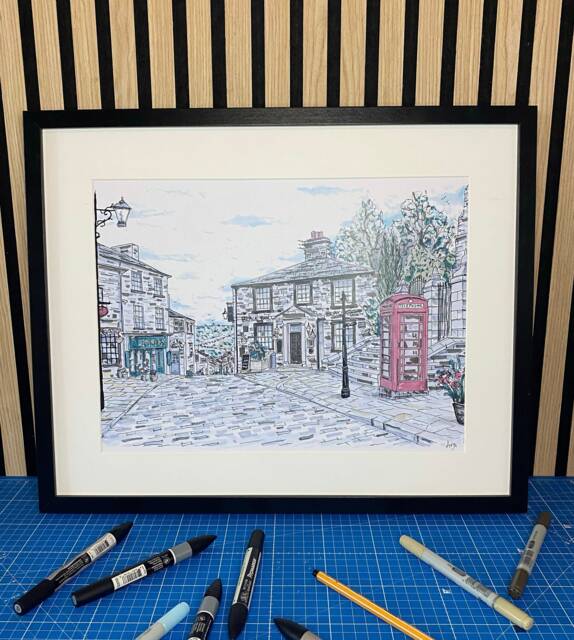 Haworth Village Bronte Sisters Street Scene, North Yorkshire, Wall Art ...