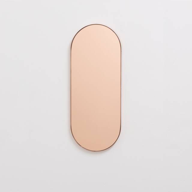 Capsula Pill Shaped Rose Gold Contemporary Mirror With Copper Frame ...