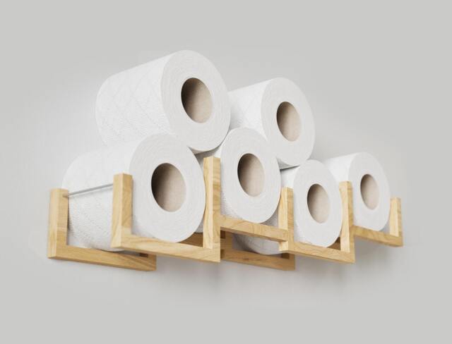 Wall Mount Toilet Paper Holder, Wood Tp Floating Storage Shelf For ...